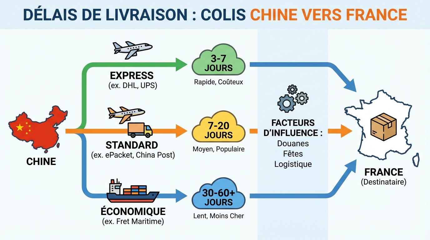 Combien de temps pour un colis de chine vers la france ? - Mauldre